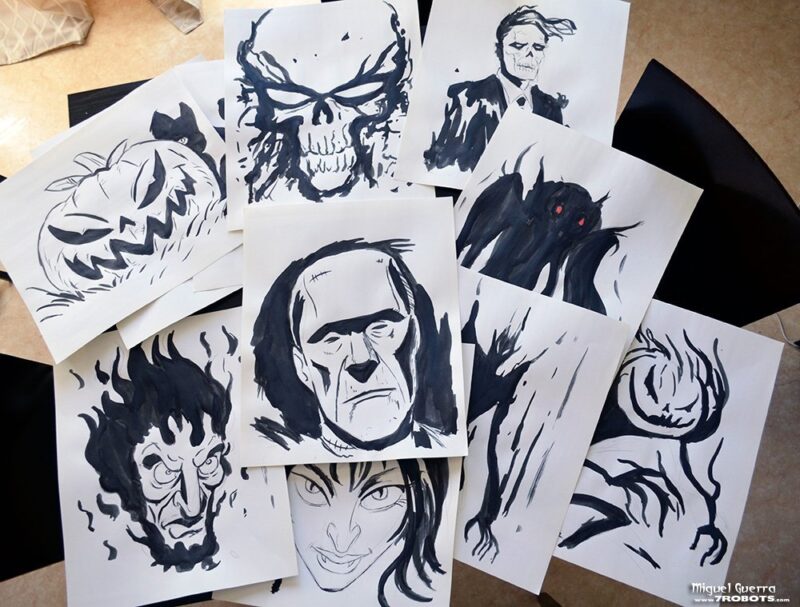 Horror Ink Sketches by Miguel Guerra. One Posted Every Day for Halloween.